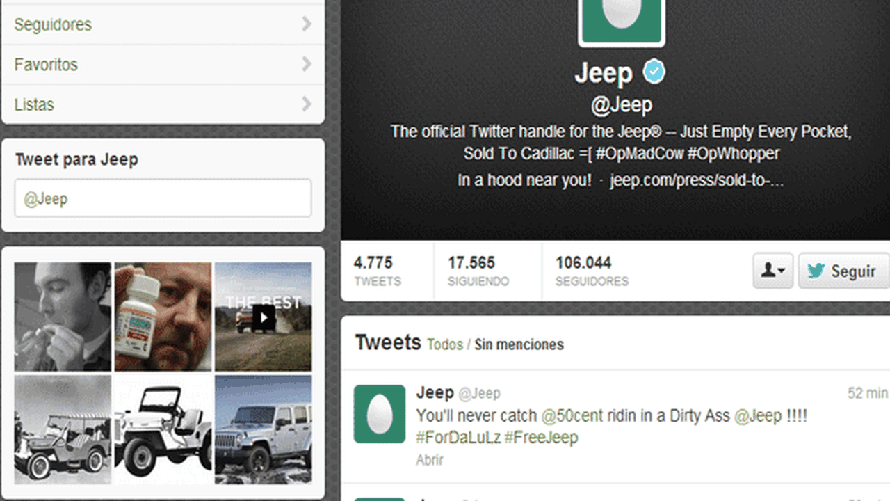 Otra marca hackeada: ahora toman la cuenta de Twitter de Jeep para ...